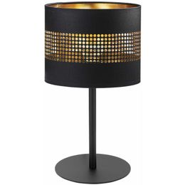 Licht-Erlebnisse - Tischleuchte Schwarz Gold 39 cm Stoff Metall E27 Tischlampe Nachttischlampe - Schwarz, Gold