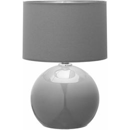 Licht-Erlebnisse Tischleuchte E27 54 cm Grau Graphit Stoff Glas Tischlampe Schlafzimmer Wohnzimmer - Grau, Graphit