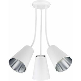 Licht-Erlebnisse - Deckenlampe Weiß Silber 3-flammig verstellbar E27 Deckenleuchte Wohnzimmer Esszimmer - Weiß, Silber