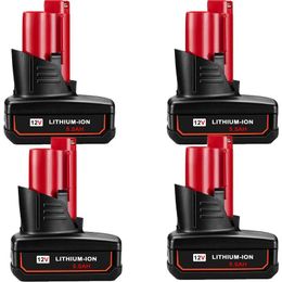 4Pack der 5.5 Ah 12 v Batterie für Milwaukee M12 Batterie 12 v rot Lithium-Ionen Akku 4932451395 Ersatz