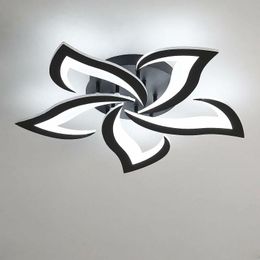 LED-Deckenleuchte in 48W modernem Acryl in Form eines schwarzen Schwalbenblattes mit 5 Köpfen (Weißlicht) - Comely