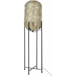 Beliani Stehlampe Messingfarbend Metall 107 cm Säulenform Oval Gitter-Design Langes Kabel mit Schalter Modern Schlafzimmer Wohnzimmer Beleuchtung - Messing