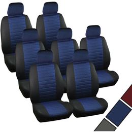 WOLTU - 7er Set Sitzbezug Einzelbezug für van Schwarz-Blau - Schwarz-Blau