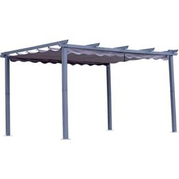 Pergola aus Aluminium in anthrazit, Dachrohre aus Stahl, Verstellbares Dach aus Polyester (3x4m, Grau) - grau - ANGEL LIVING