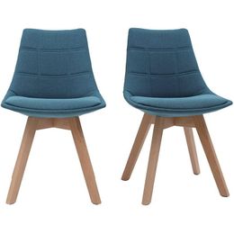 Miliboo Skandinavische Stühle mit Stoff in Blaugrün (2er-Set) matilde - Entenblau