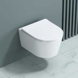 Doporro - Hänge-Toilette Hänge-WC inkl Soft-Close Spülrandloses wc spülrandlose toilette Aachen306 - Weiß | Modell A306