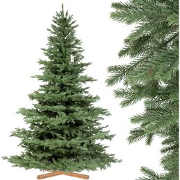 Fairytrees - Weihnachtsbaum künstlich 220cm alpentanne Premium mit Christbaum Holzständer Tannenbaum künstlich mit Naturgetreue Spritzguss Elemente