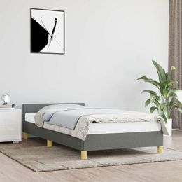MAISONCHIC Bettgestell mit Kopfteil Einzelbett Bett für Schlafzimmer Dunkelgrau 90x200 cm Stoff DE81565