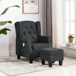 MAISONCHIC MassageRelaxsessel mit Hocker tv Sessel Relaxstuhl Dunkelgrau Stoff DE97224