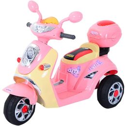 HOMCOM Elektro Kindermotorrad Elektromotorrad Kinderelektroauto Kinderfahrzeug Dreirad, 6V, Metall+PP, 108x51x75cm (Rosa+Gelb) - Kindermotorrad/Rosa+Weiß