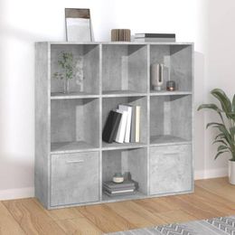 MAISONCHIC Bücherregal Küchenregal Regal für Wohnzimmer Büro und Flur Betongrau 98x30x98 cm Holzwerkstoff DE51261