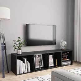MAISONCHIC - Bücherregal Küchenregal TV-Lowboard Regal für Wohnzimmer Büro und Flur Schwarz 143×30×36 cm DE19734 - Schwarz