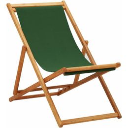 MAISONCHIC Strandstuhl Liegestuhl Klappbarer Gartenliege für Garten, Balkon und Terrrasse Eukalyptusholz und Stoff Grün DE26704