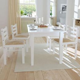 MAISONCHIC 4er Set Esszimmerstühle Wohnzimmerstühle Stühle für Esszimmer Wohnzimmer & Schlafzimmer Weiß Gummibaum Massivholz und Samt DE58523