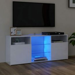MAISONCHIC - TV-Lowboard für Wohnzimmer tv Schrank TV-Möbel mit LED-Leuchten Hochglanz-Weiß 120x30x50 cm DE30615