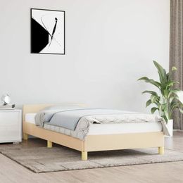 MAISONCHIC Bettgestell Einzelbett Bett für Schlafzimmer Creme 100x200 cm Stoff DE67571