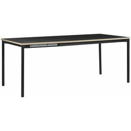 Beliani Esstisch Schwarz Stahlgestell 140/190x90 cm ausziehbar für 6 Personen mit MDF-Platte in Holzoptik rechteckig Wohn-Küche Esszimmer Wohnzimmer - Schwarz