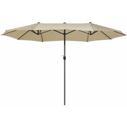 Beliani Sonnenschirm Beige 270 x 460 x 247 cm aus robustem Aluminium und einem doppelten Schirm Oval Praktisch Modern - Beige