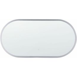 Beliani Badspiegel Silber Glas und Aluminium 120 x 60 cm Oval mit LED-Beleuchtung Touch-Sensor Antibeschlag Modern Badezimmer Möbel Ausstattung - Silber