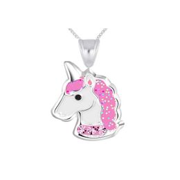 schmuck23 Kette und Anhänger Set Anhänger mit Kette Einhorn 925 Silber Kinder Mädchen Pferd (Halskette mit Anhänger)