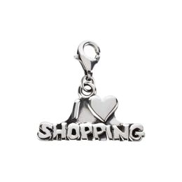 schmuck23 Charm-Einhänger Charm Anhänger I love Shopping 925 Silber Kettenanhänger (1-tlg)
