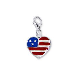 schmuck23 Charm-Einhänger Charm Anhänger Flagge Herz USA 925 Silber Kettenanhänger (1-tlg)