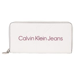 Calvin Klein Jeans Geldbörse SCULPTED ZIP AROUND MONO, mit großflächigem Markenlogo vorne, weiß