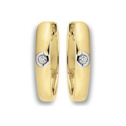 ONE ELEMENT Paar Creolen 0.02 ct Diamant Brillant Ohrringe Creolen aus 585 Gelbgold, Damen Gold Schmuck, goldfarben