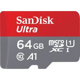 Sandisk Ultra microSDXC Speicherkarte (64 GB, Class 10), grau|rot