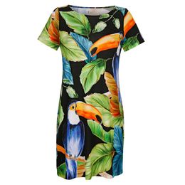Alba Moda Kleid mit buntem Papageien-Druck, multicolor, Gr. 42