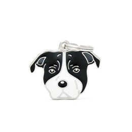MyFamily White and Black American Staffordshire Terrier ID Dog Tag