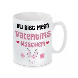 Herzbotschaft Tasse Kaffeebecher mit Motiv Valentinshäschen