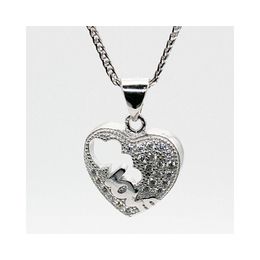 ELLAWIL Kette mit Anhänger Herzkette Silberkette Kette mit Herz Anhänger mit Love-Inschrift (Kettenlänge 40 cm
