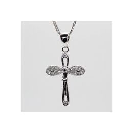 ELLAWIL Kreuzkette Silberkette Kette mit Kreuz Jesus Anhänger Damen Zirkonia Halskette (Kettenlänge 50 cm