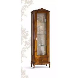 JVmoebel Vitrine Klassischer Brauner Vitrine mit Schublade Glas Designer Holz neu (1-St.