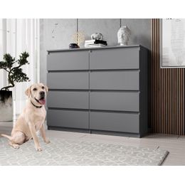 Furnix Kommode Francessa Sideboard mit 8 Schubladen 120 cm für Schlafzimmer Auswahl