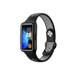 Wigento Smartwatch-Armband Zweifarbiges Sport Silikon Band + Schutz für das Gehäuse Huawei Band 8