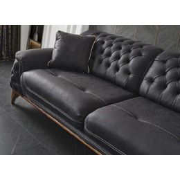 JVmoebel 3-Sitzer Sofa 3 Sitzer Polstersofa Schwarz Leder Sitz Design Couch Modern