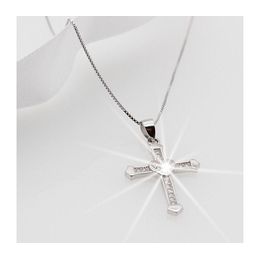 ELLAWIL Silberkette Kreuzkette Damen Halskette mit Kreuzanhänger Kreuz mit Herz Zirconia (Kettenlänge 45 cm