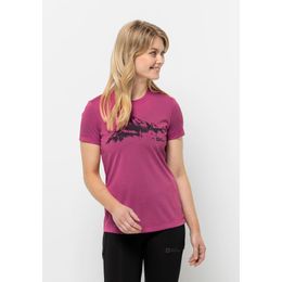 Jack Wolfskin T-Shirt »HIKING S/S T W« new-magenta XXL (48) XXL (48) Leichtes Shirt mit Bergmotiv