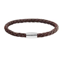CAI CAÏ Armband »Edelstahl Leder braun 23cm« braun 23cm Schlichtes Armband aus geflochtenem Leder