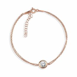 dKeniz Armband »925/- Sterling Silber rosévergoldet Solitär« Rosé + weiß 17 cm + 3 cm Moderner Schmuck