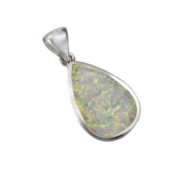 Vivance Kettenanh&auml;nger &raquo;925/- Sterling Silber synth. Opal wei&szlig;&laquo; () wei&szlig; + wei&szlig; one-size Edler Anh&auml;nger aus 925/- Sterling Silber rhodiniert