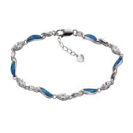 Vivance Armband »925/- Sterling Silber synth. Opal Zirkonia« weiß + blau 18+3cm Elegantes Armband mit 6x synth. Opal