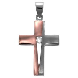 Vivance Kettenanhänger »925 Sterling Silber zweifarbig Kreuz« () mehrfarbig + weiß one-size Edler Kreuz Anhänger aus 925 Sterling Silber