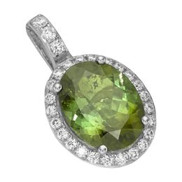 Creazione Bijoux Kettenanhänger »750/- Weißgold mit Turmalin und Diamanten« () weiß + grün one-size Premium-Qualität: AAA