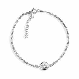 dKeniz Armband &raquo;925/- Sterling Silber Solit&auml;r&laquo; Silber + wei&szlig; 17 cm + 3 cm Moderner Schmuck