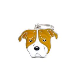 MyFamily White and Brown American Staffordshire Terrier ID Dog Tag