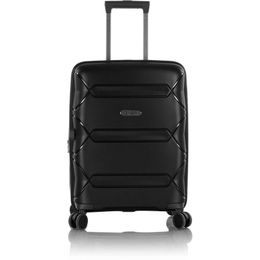 Heys Hartschalen-Trolley Milos schwarz, 53 cm, 4 Rollen, Reisegepäck Handgepäck-Koffer TSA Schloss Volumenerweiterung, schwarz