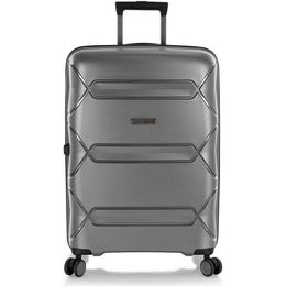 Heys Hartschalen-Trolley Milos grau, 66 cm, 4 Rollen, Hartschalen-Koffer Koffer mittel groß TSA Schloss Volumenerweiterung, grau